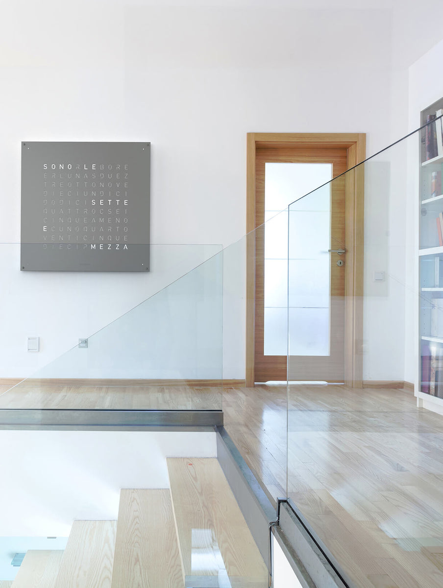 Qlock Clocks wall clock | Pewter and Black – Pewter & Black