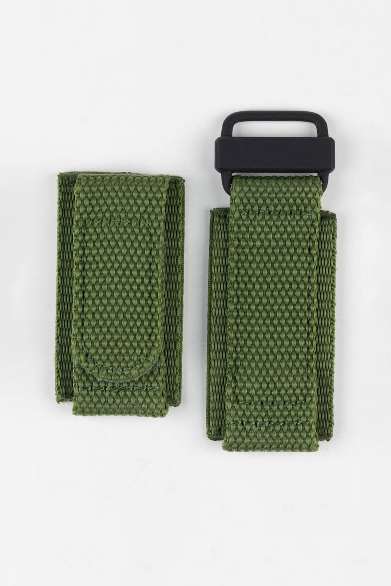 Green Nylon Watch Strap | Hook And Loop | Pewter and Black – Pewter & Black